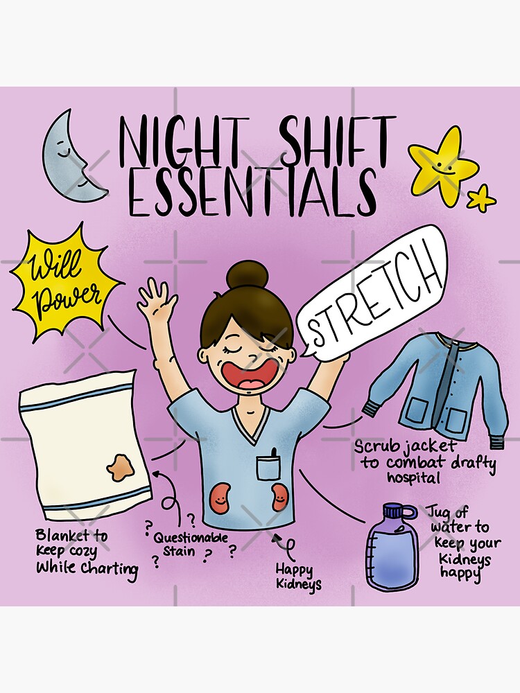 "Nurses on Nights" Sticker for Sale by TheDoodleRoom | Redbubble
