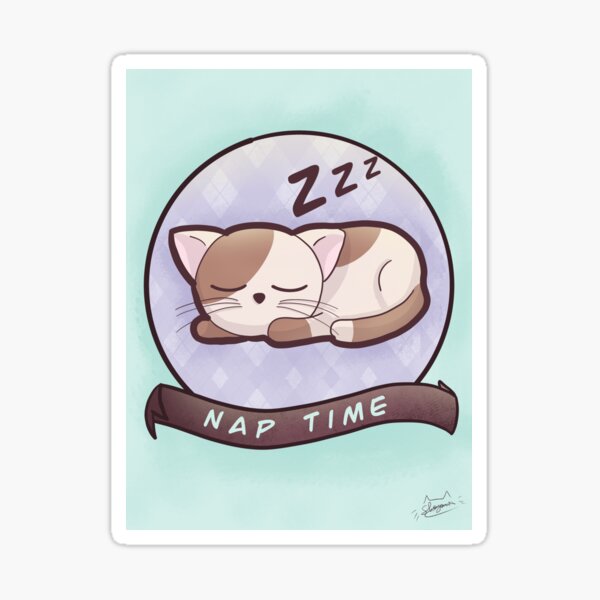 "cat nap time" Sticker by Shoganai24 | Redbubble