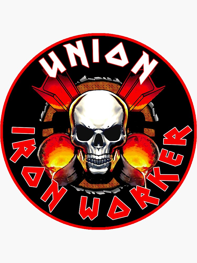 "Union Iron Workers Maiden Skull" Sticker by 1guy1girl | Redbubble