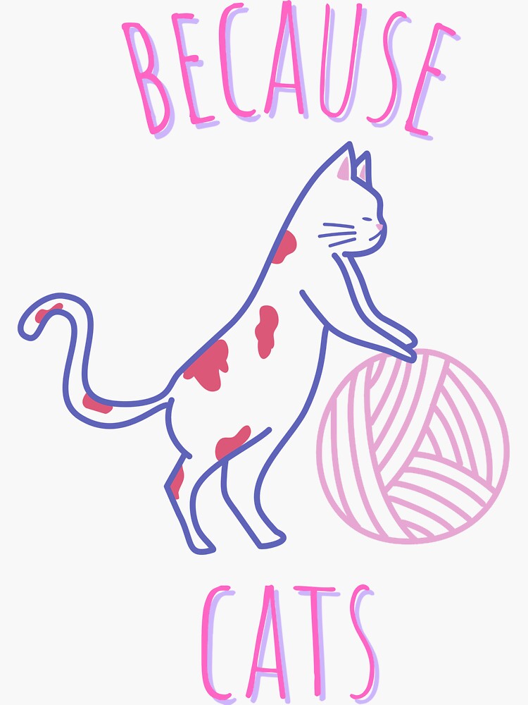"Because Cats Yarn Cute Kawaii Pink" Sticker by ladytarleton | Redbubble