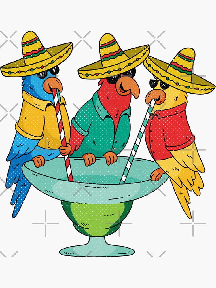 "Parrot Cinco De Mayo Funny Drinking Tequila Mexican Fiesta" Sticker by ...