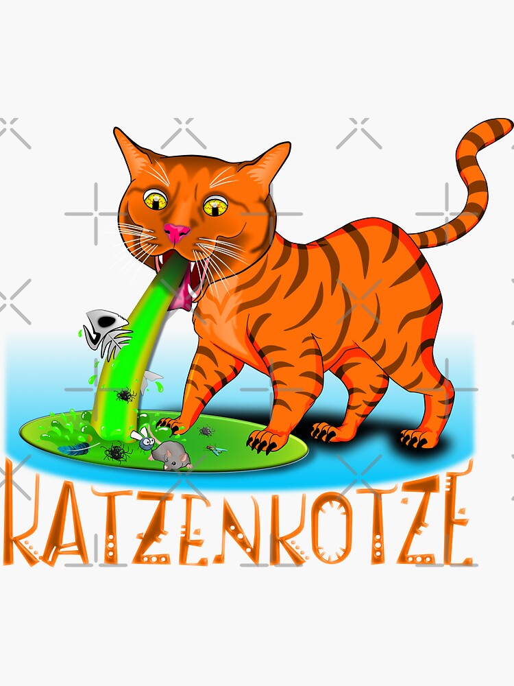 "cat puke" Sticker by Maxximilian404 | Redbubble