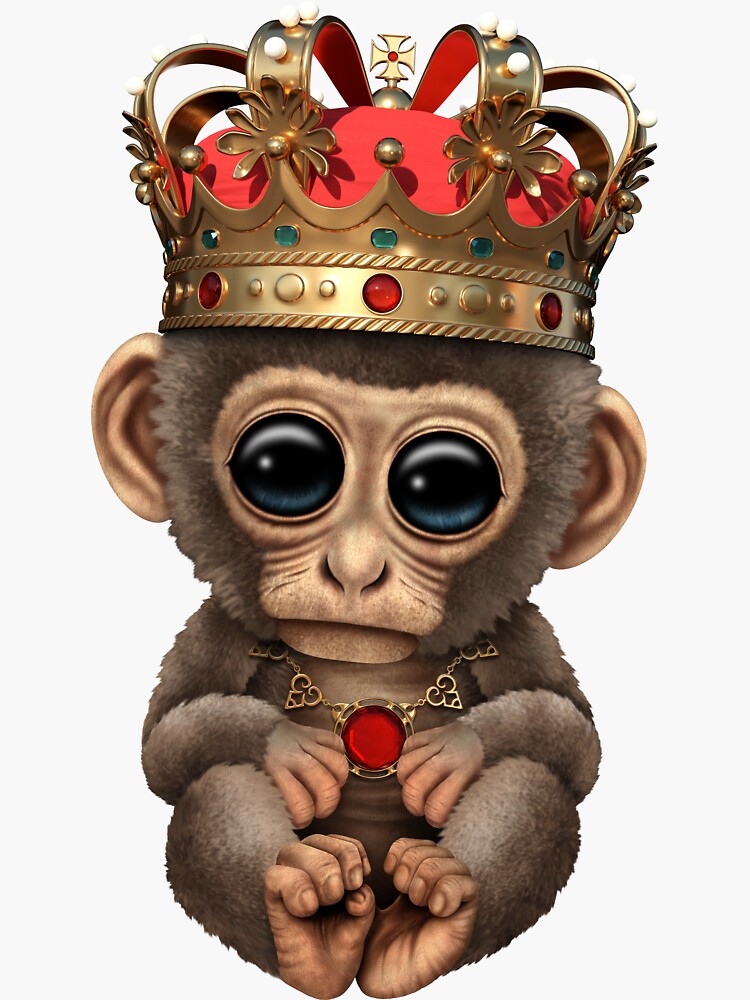 "Cute Royal Monkey Wearing Crown " Sticker by JeffBartels | Redbubble