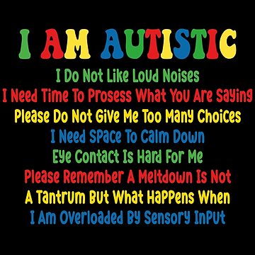 "I Am Autistic : Autism Symptoms Autism Awareness Month Sayings" Poster ...