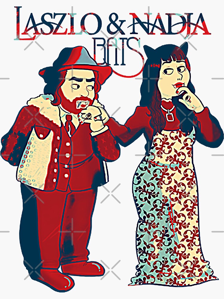 "Great Model Laszlo And Nadja Bats Bartender Retro Logo Design" Sticker ...