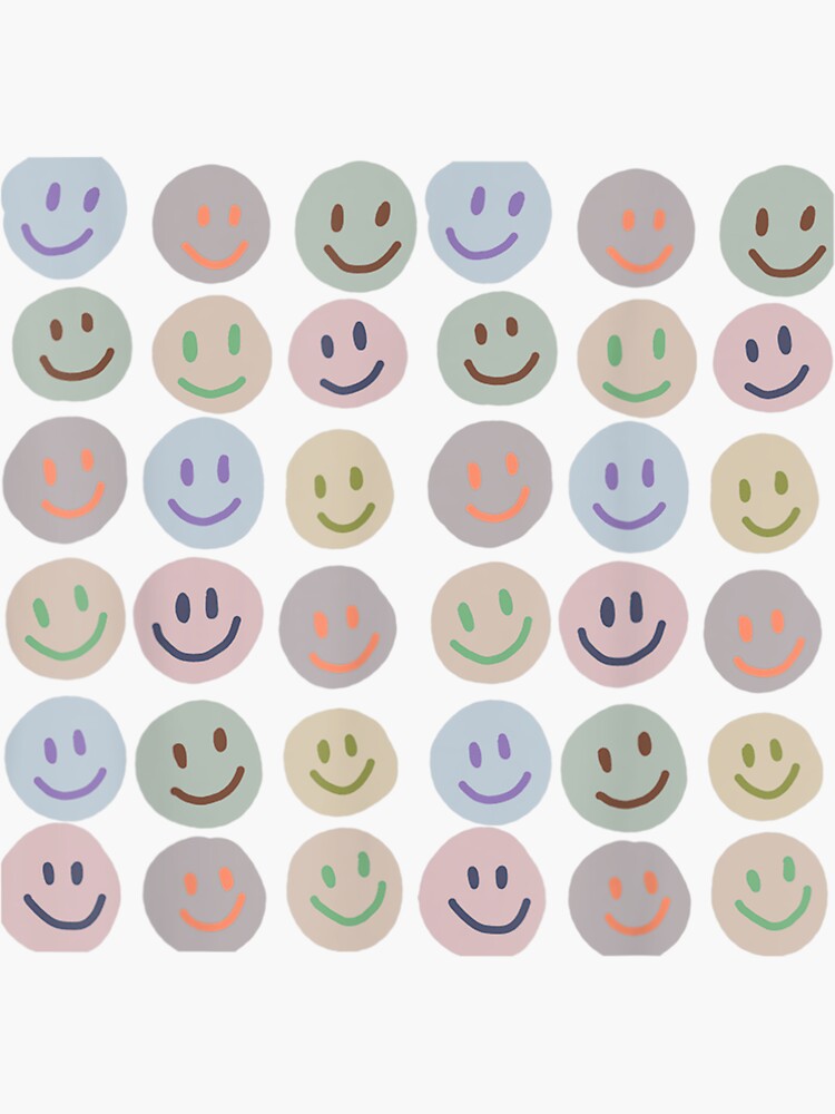 "Pastel Dots Retro Vibe Happy Face Smiley Face Doodle" Sticker by ...