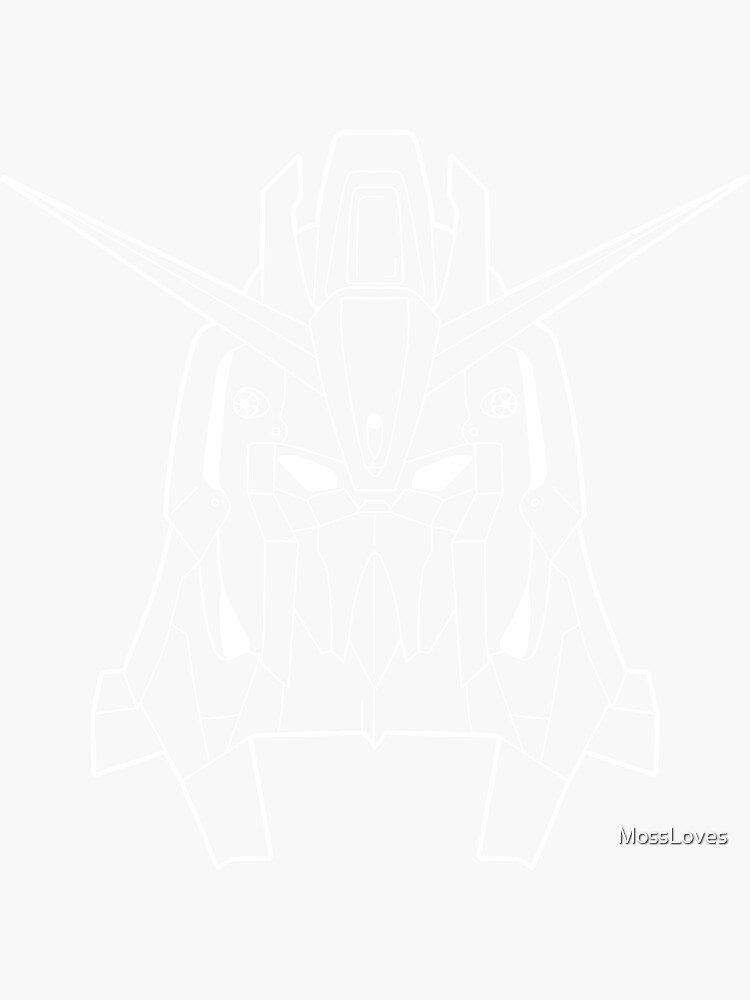 "Z Gundam Head Outline White" Sticker for Sale by MossLoves | Redbubble