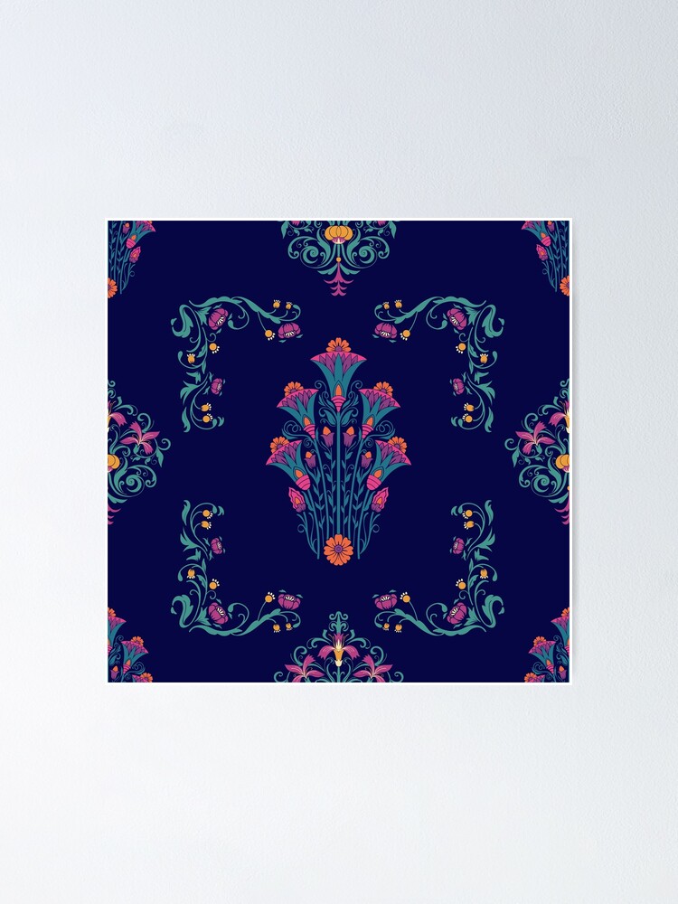 Mughal Art Floral Motifs Print The Mughal Empire Pattern Poster For Sale By Appareiindustry