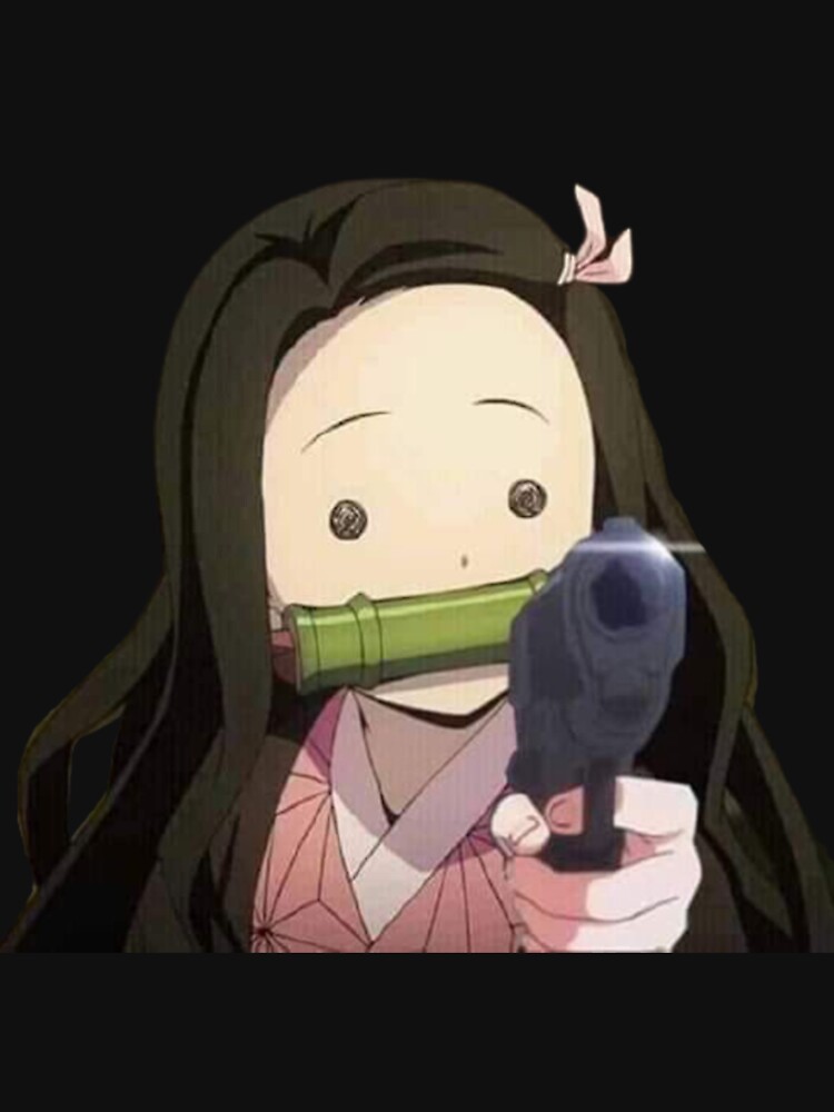 "Nezuko Gun Meme Sticker" T-shirt by alexanderneni | Redbubble