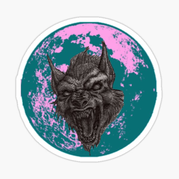 "Werewolf and Full Moon" Sticker by DravenWaylon | Redbubble