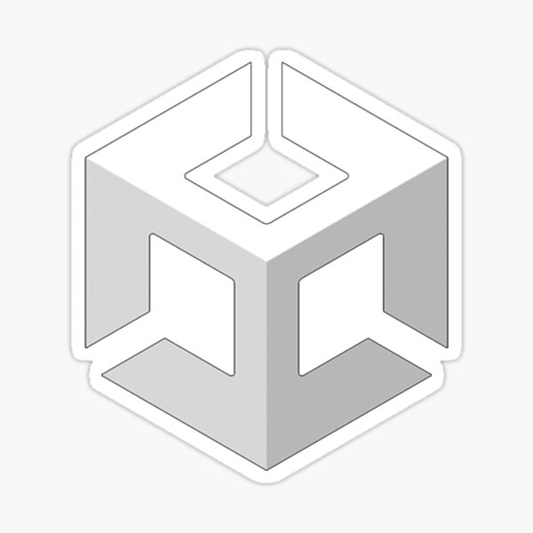 Sticker for Sale mit "Neues Unity-Logo Weiß / Unity 3D-Spieleentwickler ...