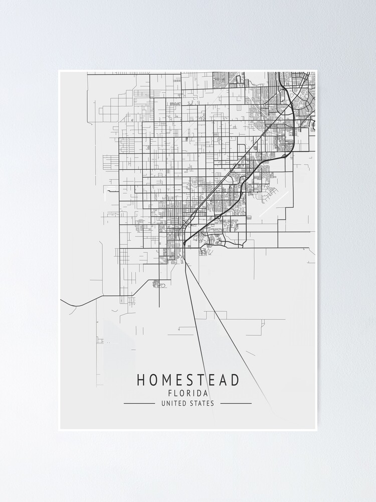 "Homestead - Florida - US Gray City Map" Poster for Sale by ctmapprint ...