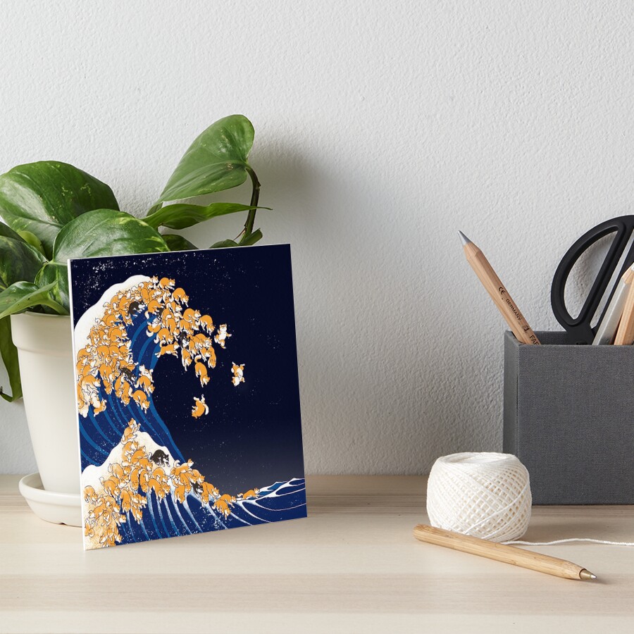 "Shiba Inu The Great Wave in Night" Art Board Print by evelyndudash ...