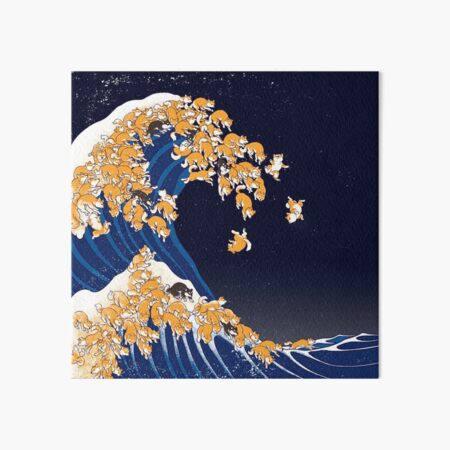 "Shiba Inu The Great Wave in Night" Art Board Print by evelyndudash ...