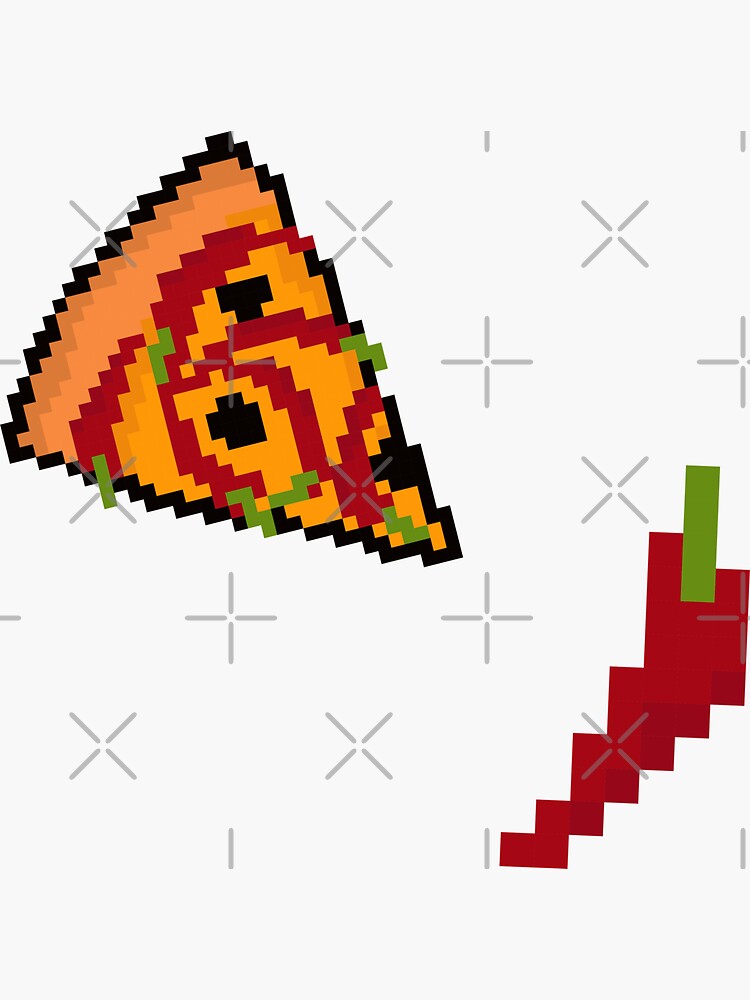 "Chilli Pizza Pattern | 8 Bit Pixel Art" Sticker by Mutism-Merch ...