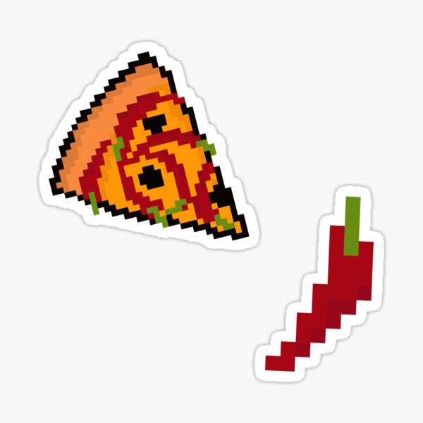 "Chilli Pizza Pattern | 8 Bit Pixel Art" Sticker by Mutism-Merch ...