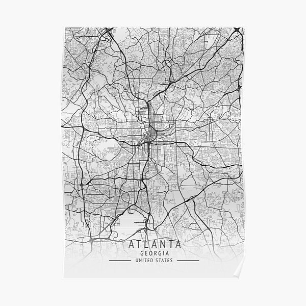 "Atlanta - Georgia - US Gray City Map" Poster for Sale by ctmapprint ...