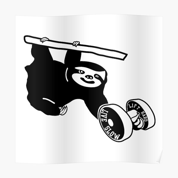 "Gym Sloth - Black" Poster for Sale by reneerigdon | Redbubble