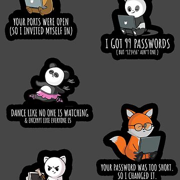 "Cute Cybersecurity Information Security Hacker Sticker Pack" Sticker ...