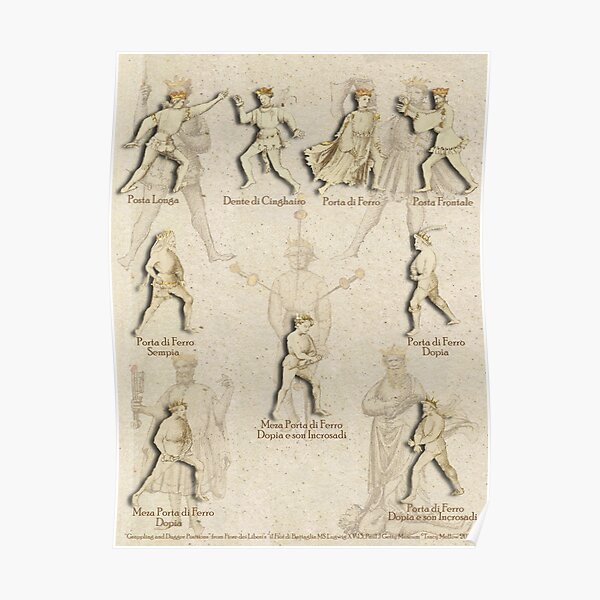 ""Grappling and Dagger Positions" Fiore dei Liberi "Getty"" Poster by ...