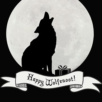 "Happy Wolfenoot! Wolf and Full Moon" Poster for Sale by Makebashington ...