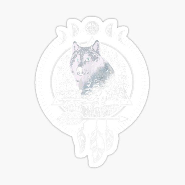 "Howling Wolf Full Moon Night Sky Geometric Pattern" Sticker by ...