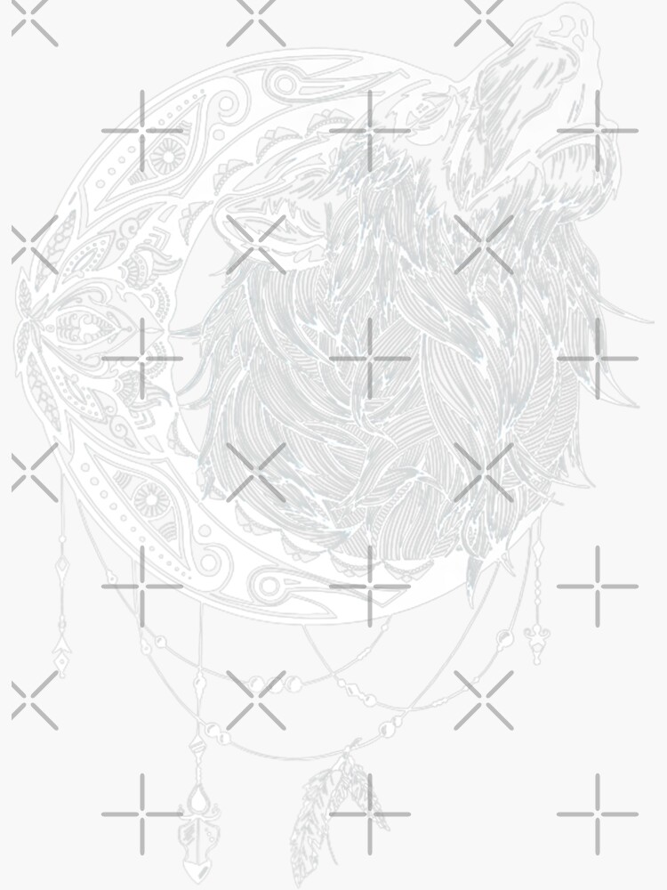 Pegatina «Mandala luna lobo aullando Espíritu animal guía Hombre lobo ...