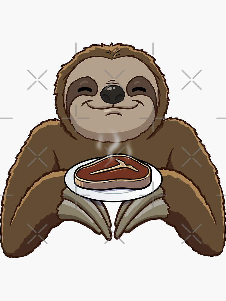 "Sloth Steak" Sticker by jonmlam | Redbubble
