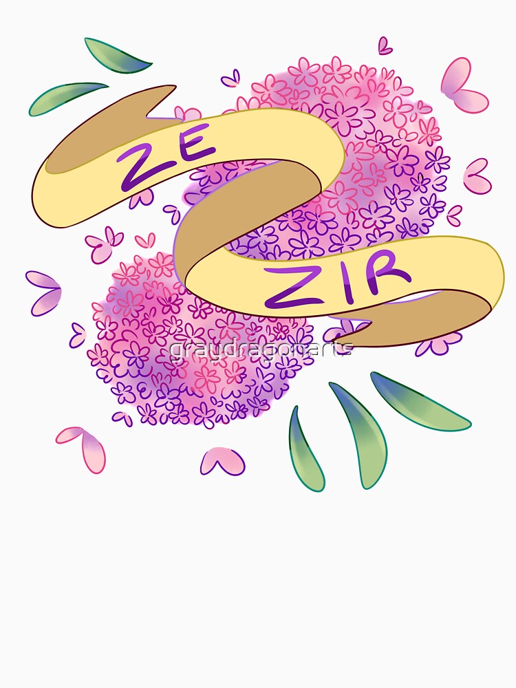 "Flowery Pronouns (Ze/Zem)" T-shirt by graydragonarts | Redbubble