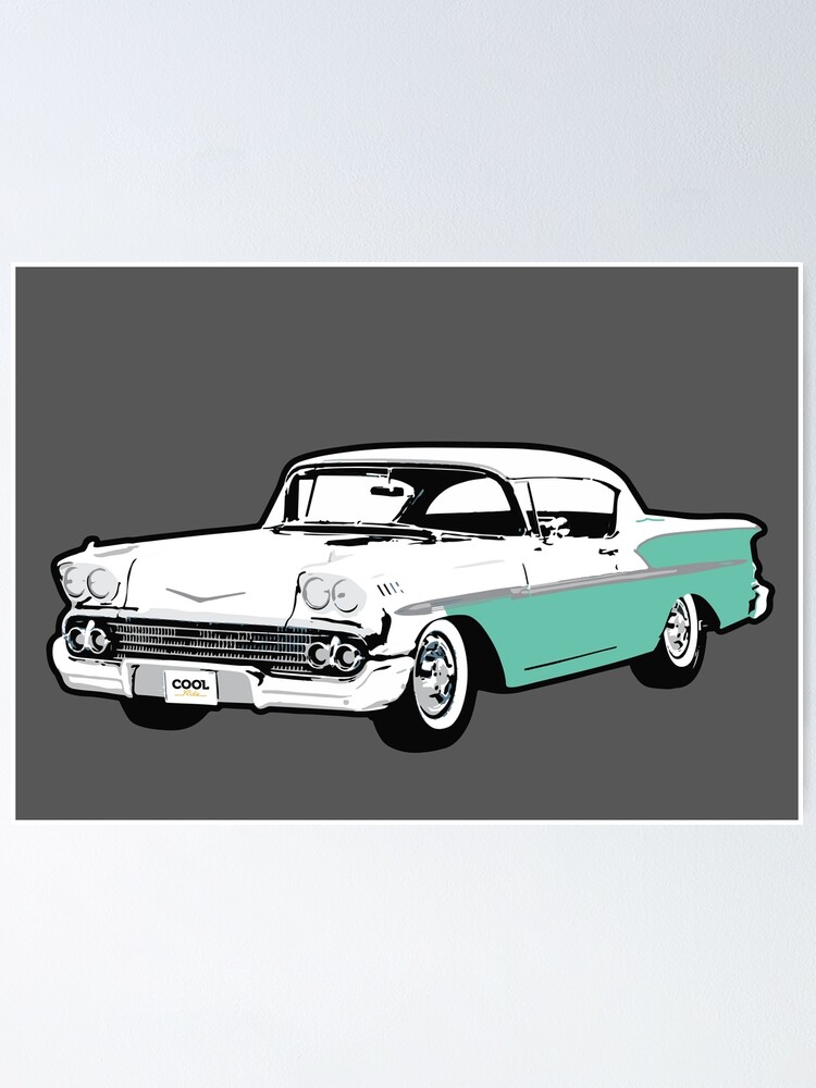 "White & Acqua 1958 CI" Poster for Sale by CoolRide | Redbubble