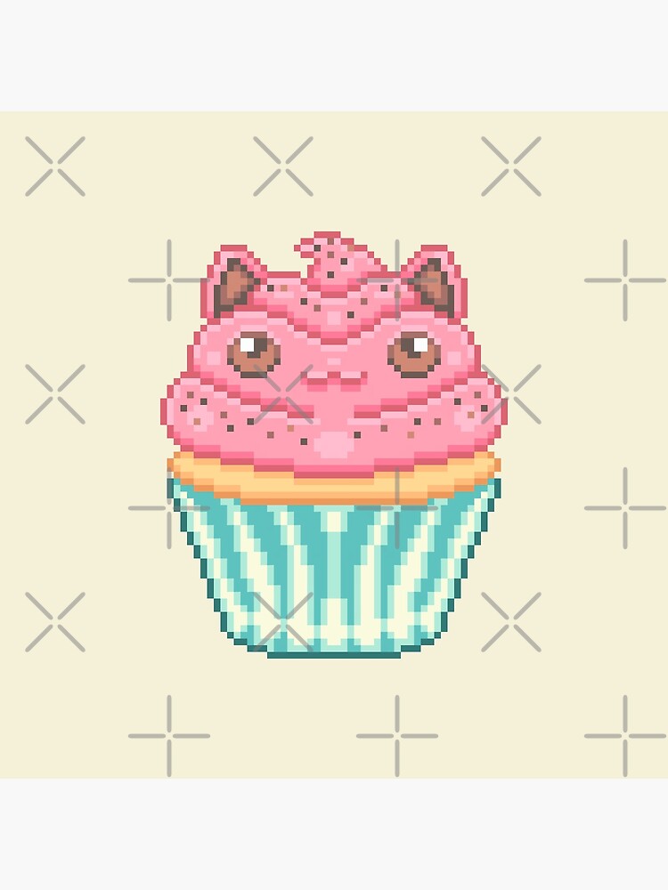 "Strawberry Pixel Cat Cupcake " Poster by Skandalakis | Redbubble