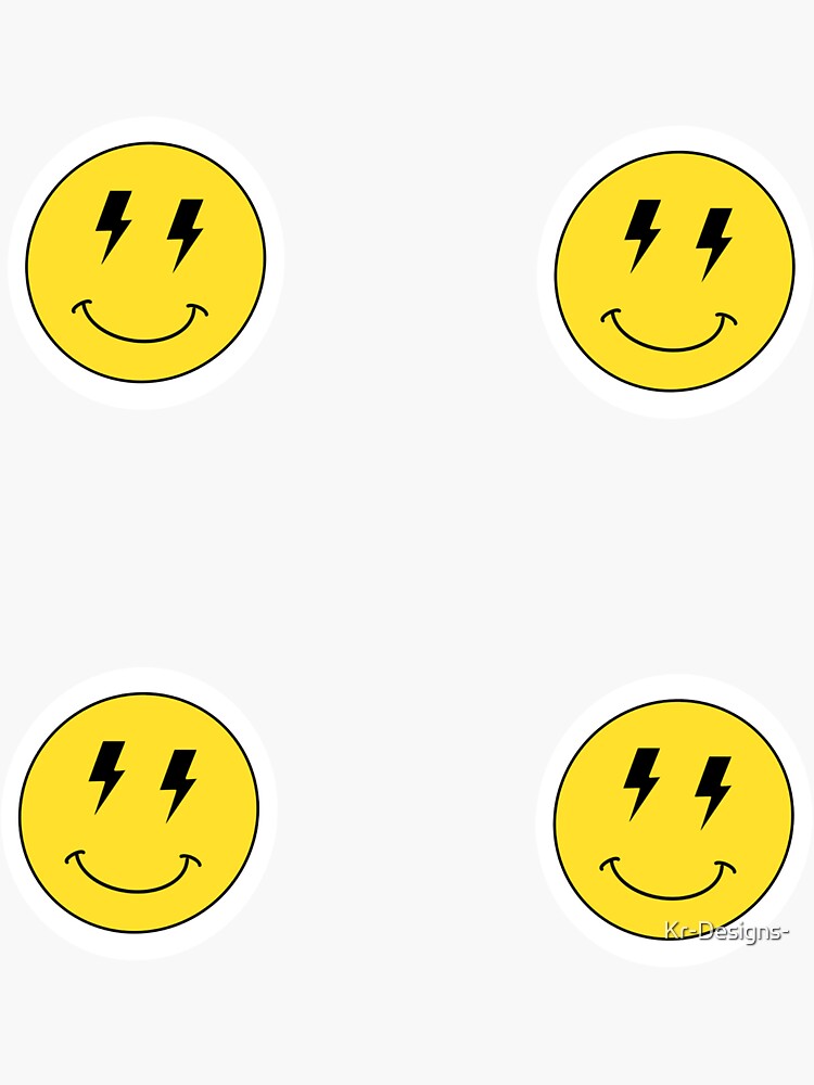 "Electric Smileys - Yellow " Sticker by Kr-Designs- | Redbubble