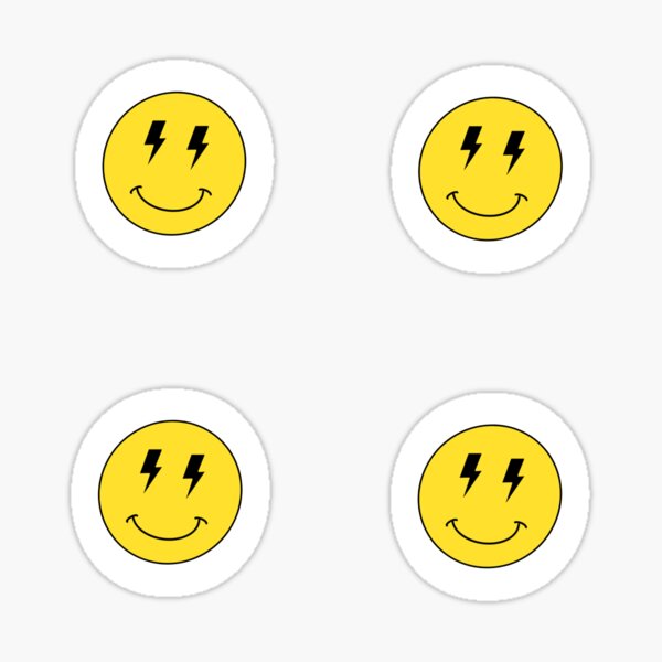 "Electric Smileys - Yellow " Sticker by Kr-Designs- | Redbubble