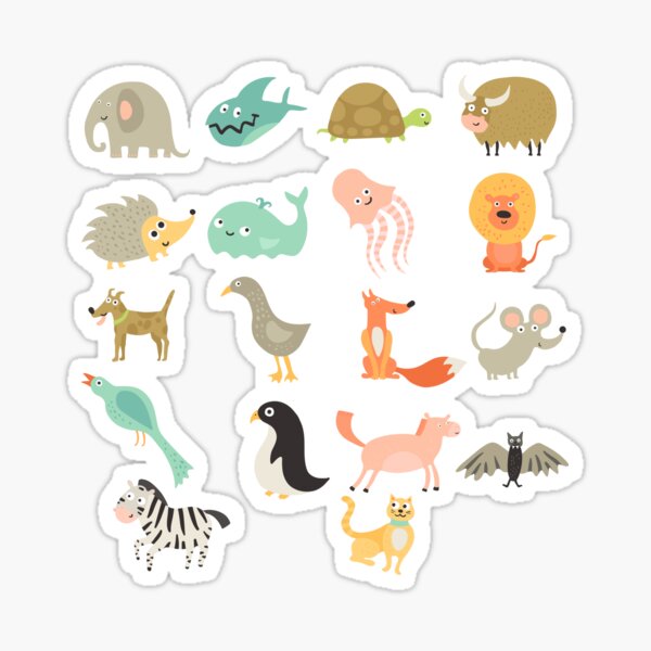 "cute animals pack stickers" Sticker for Sale by adrianazola | Redbubble