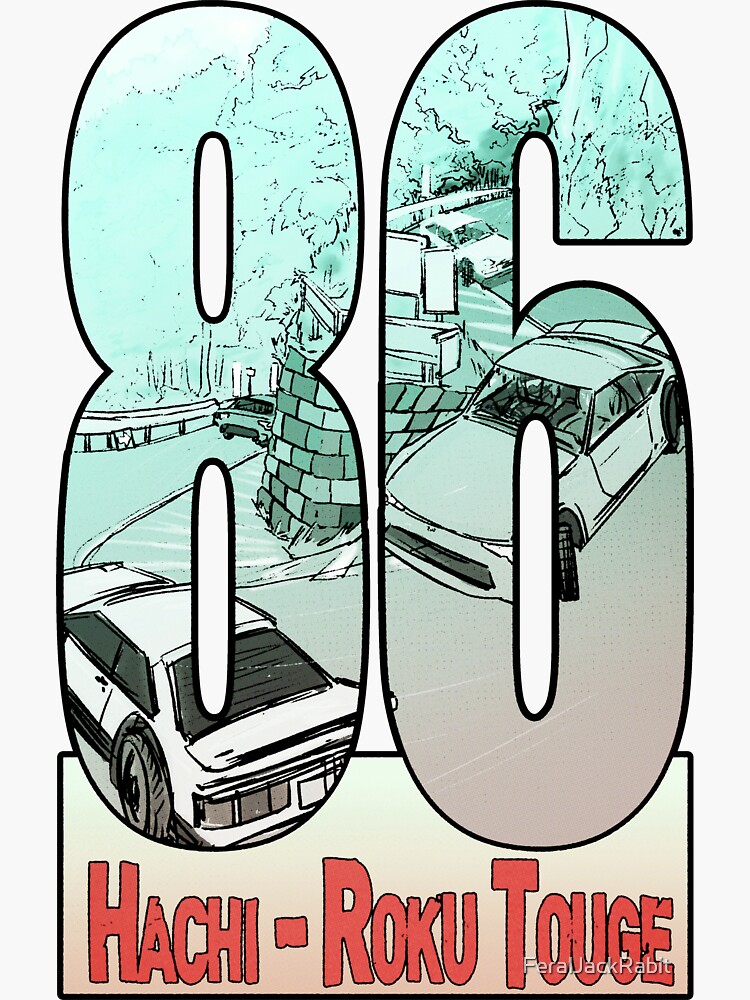 "hachi roku touge" Sticker for Sale by FeralJackRabit | Redbubble