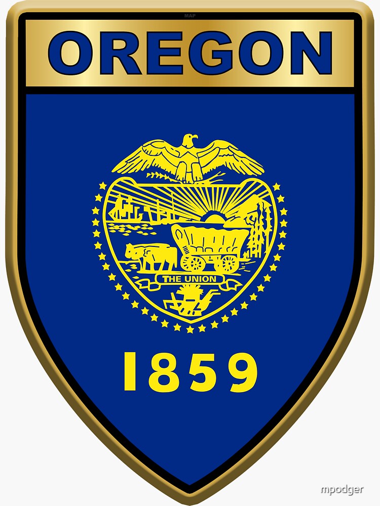 "OREGON Flag Gifts, Masks, Stickers & Products (7)" Sticker by mpodger ...