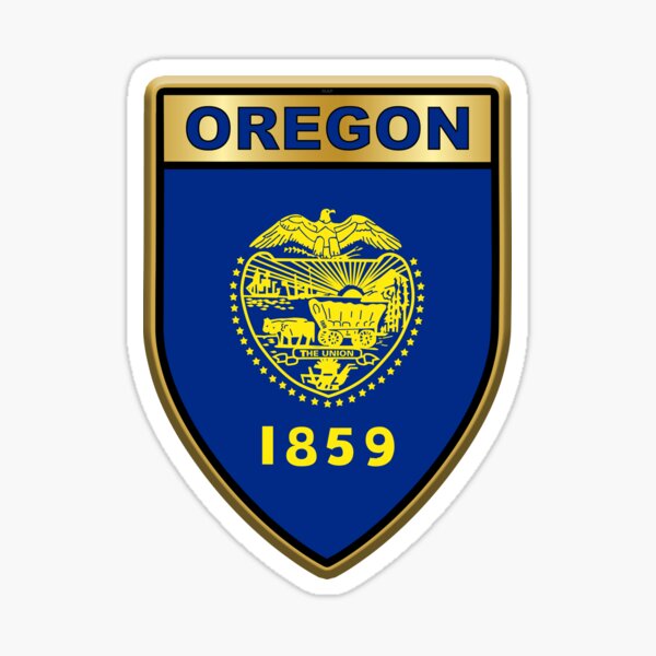 "OREGON Flag Gifts, Masks, Stickers & Products (7)" Sticker by mpodger ...