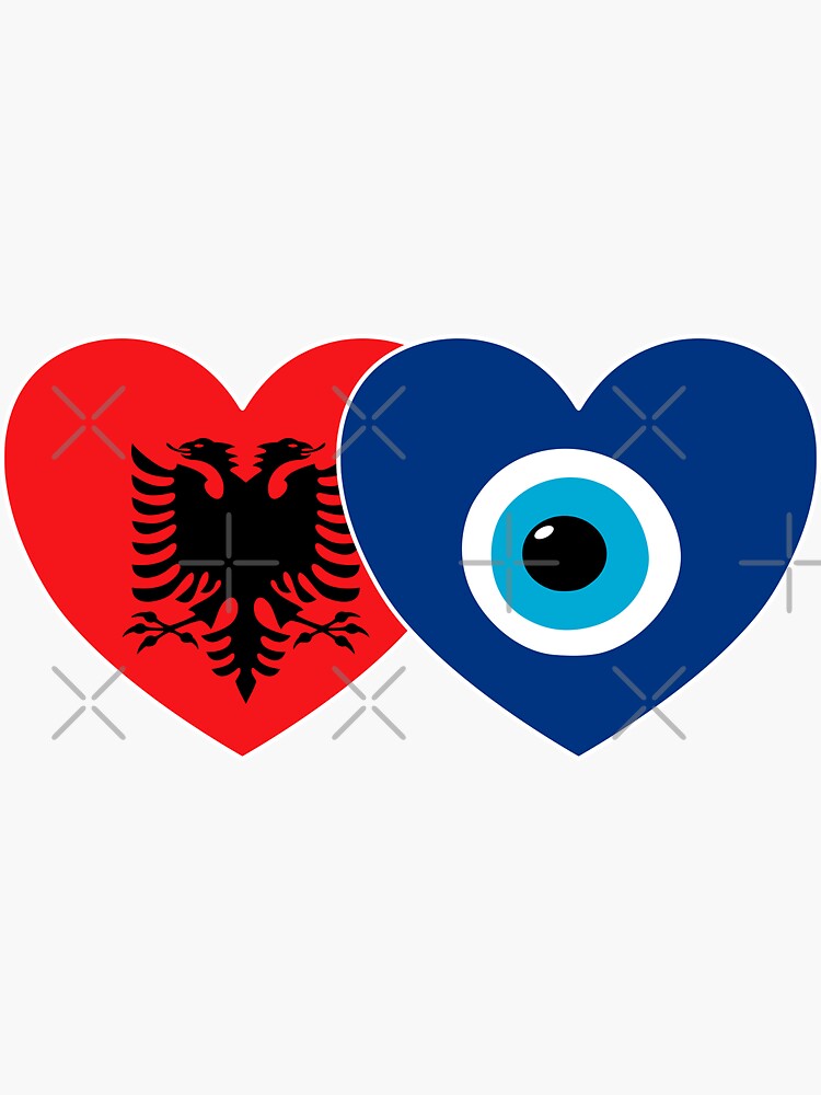 "Albania Nazar Pearl Flag Heart" Sticker by emeksedesign | Redbubble