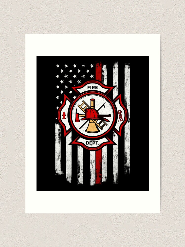 "Firefighter First Responder Design with American Flag" Art Print for ...