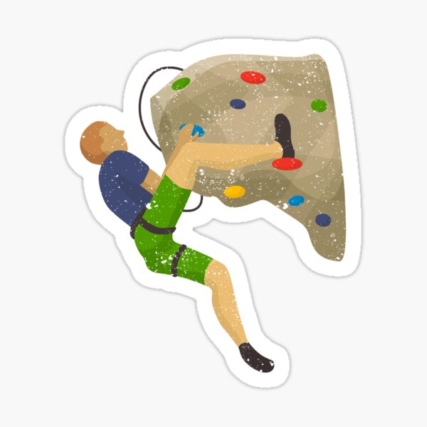 "Funny rock climbing bouldering sport gym" Sticker by Yanyo | Redbubble
