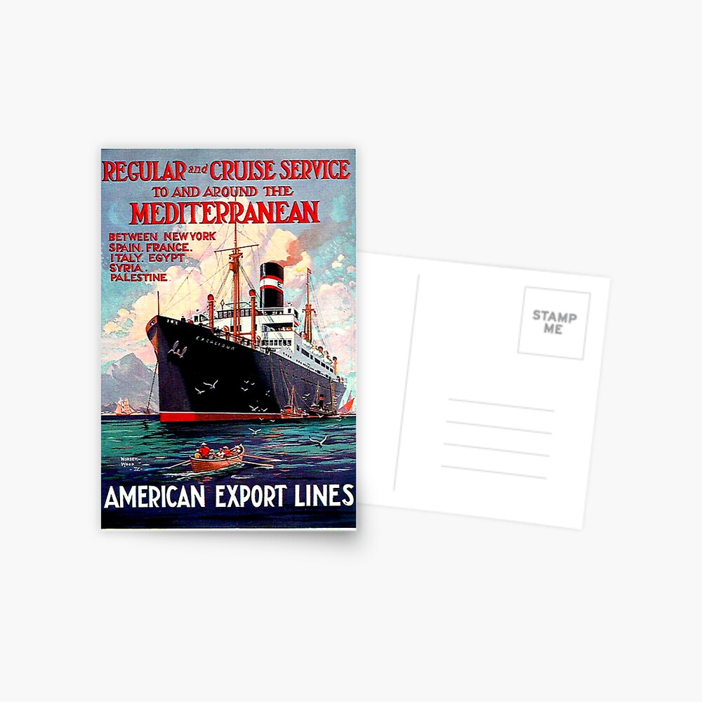 "Vintage Tourism, Travel & Cruise Poster - Boat." Postcard for Sale by ...