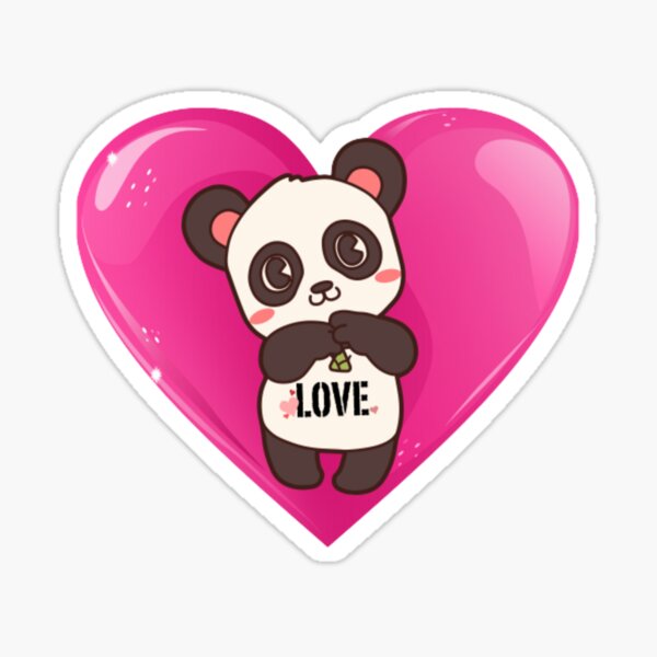 "Cute Panda Love- In- heart Design " Sticker by Angels45 | Redbubble