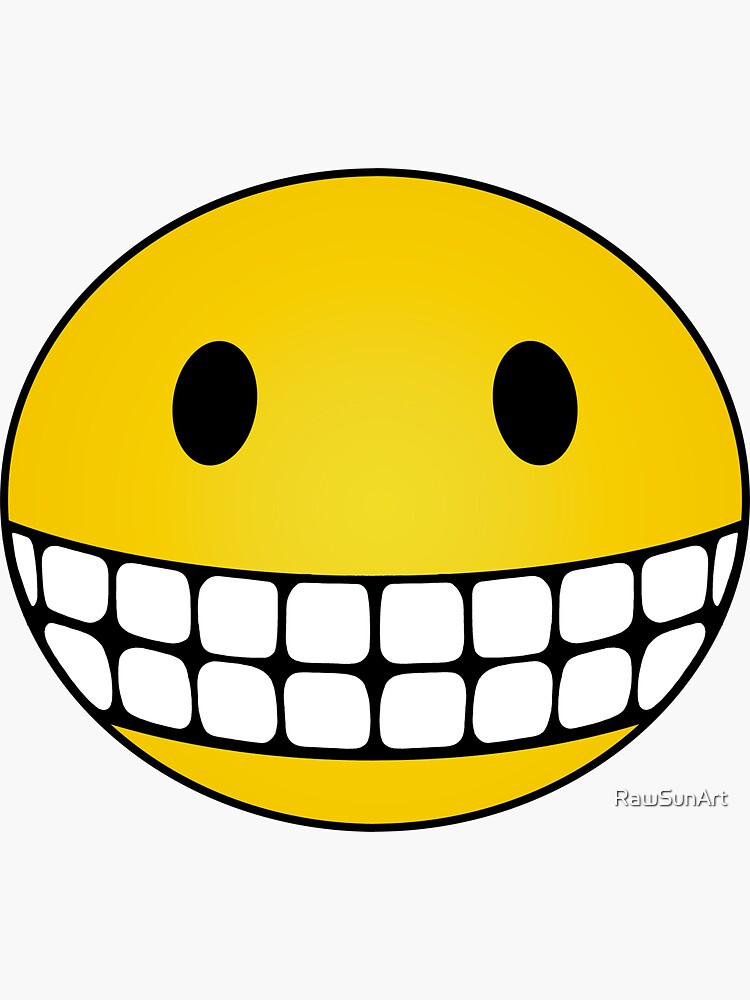 "Smile Wide Smiley Face" Sticker by RawSunArt | Redbubble