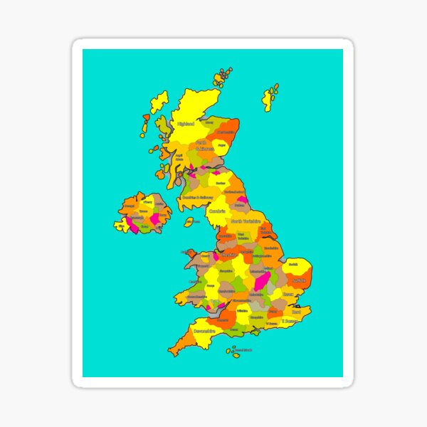 "United Kingdom Map" Sticker for Sale by DusicaP | Redbubble