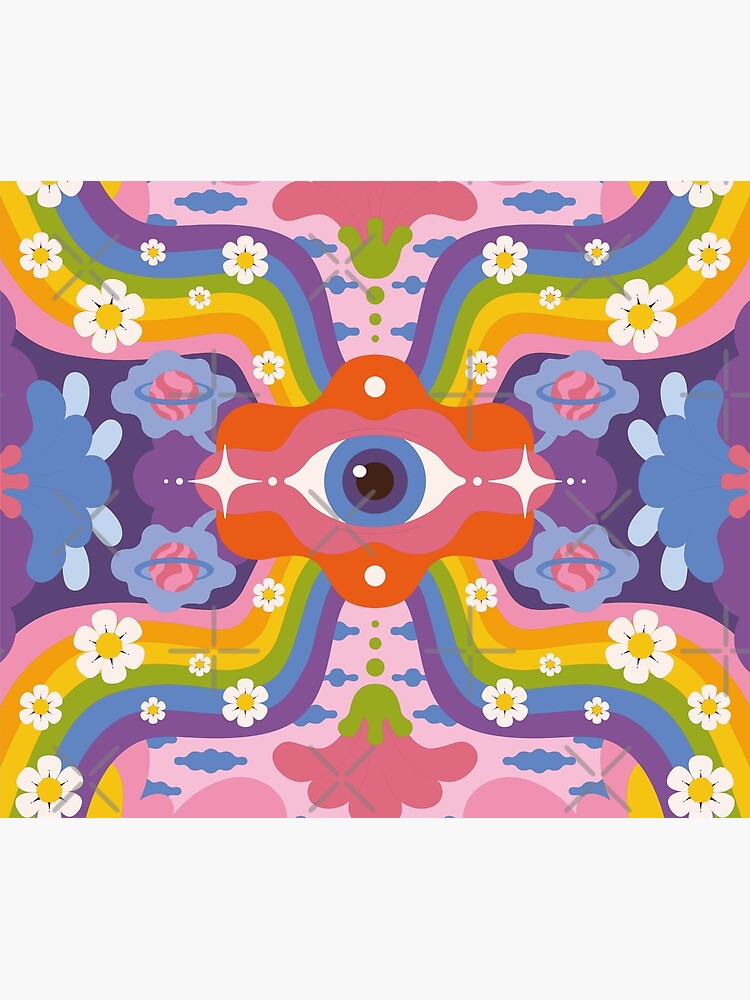 "Psychedelic Trippy Eye Rainbow Flowers Art" Poster by TrashLIT | Redbubble