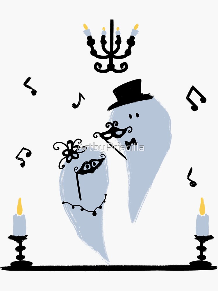 "Cute ghost couple in love" Sticker for Sale by ArtbyPriscilla | Redbubble