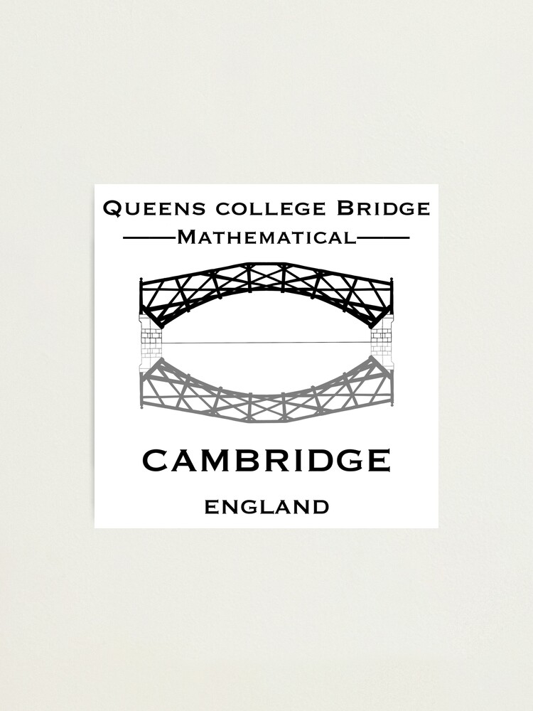"Cambridge Queens College Mathematical bridge in Black Ink with a White ...