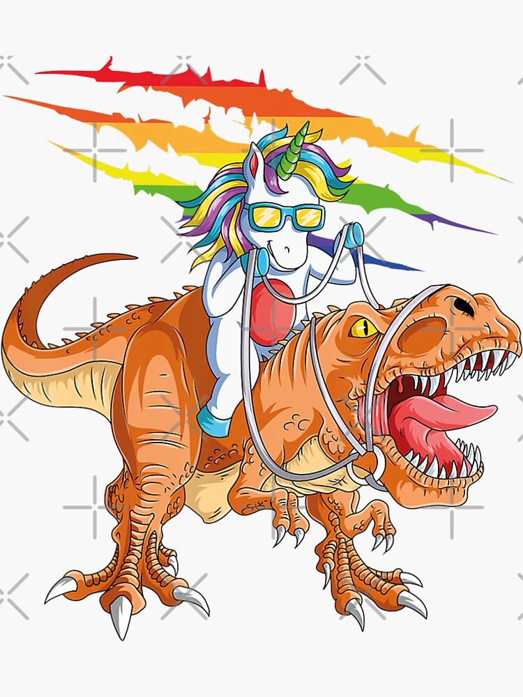 "Unicorn Riding T rex Dinosaur Dino Trex Boys Girls Men Women Rainbow ...