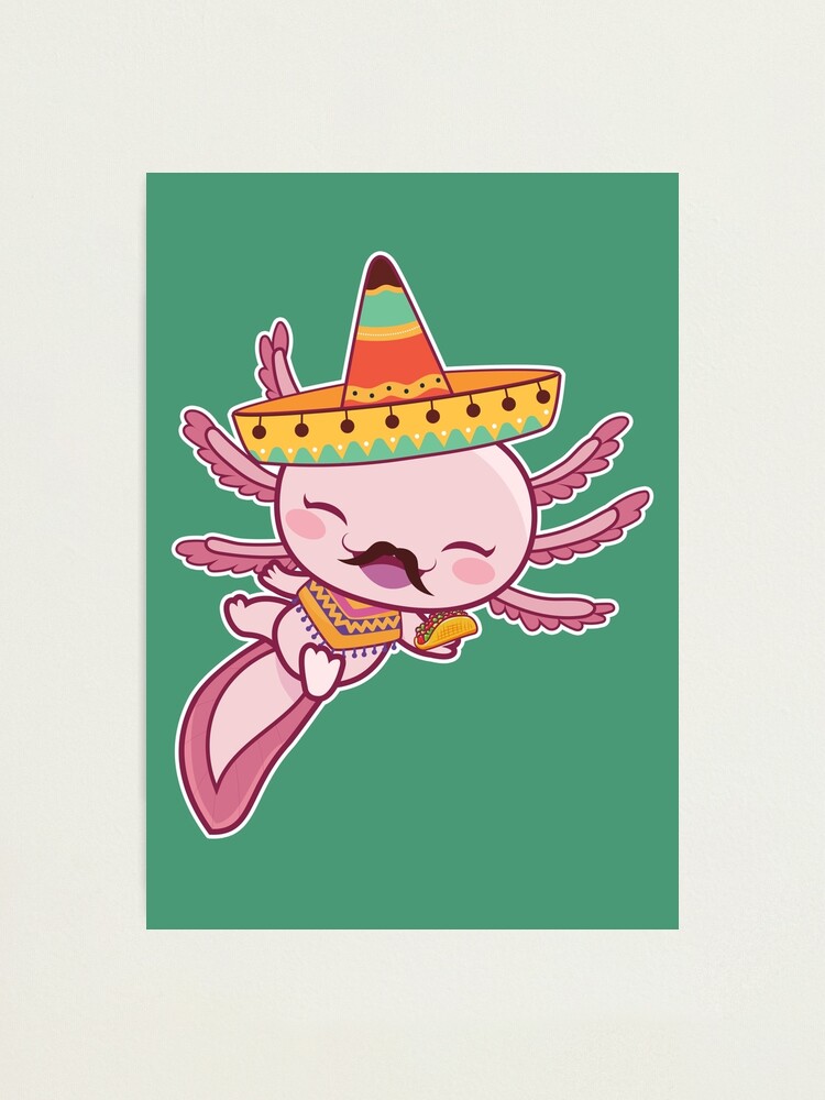 Lámina fotográfica «Mexican Axolotl Cinco De Mayo Poncho Sombrero Taco ...