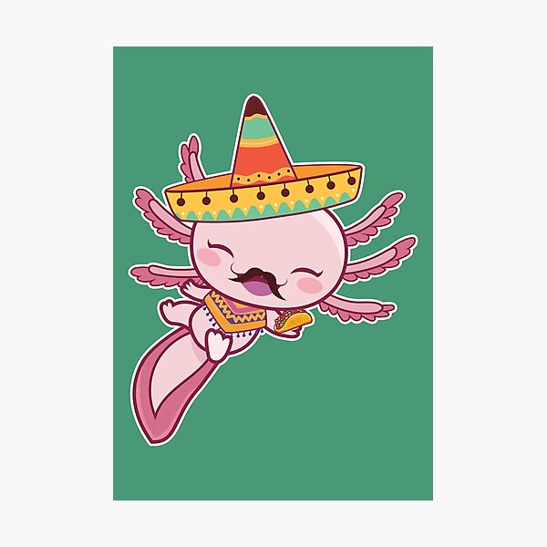 Lámina fotográfica «Mexican Axolotl Cinco De Mayo Poncho Sombrero Taco ...